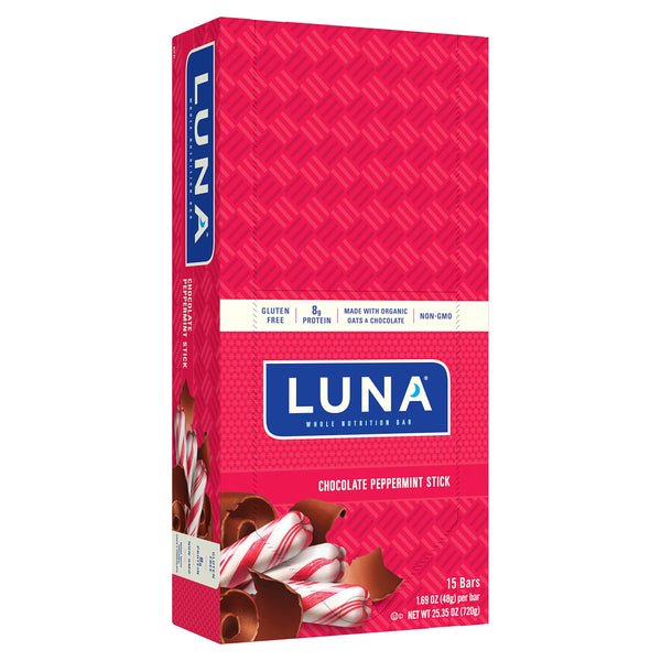 LUNA BAR - Gluten Free Snack Bars - Chocolate Peppermint Stick -8g of ...